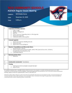 Agenda Regular December 15, 2025 - NICE Community School District